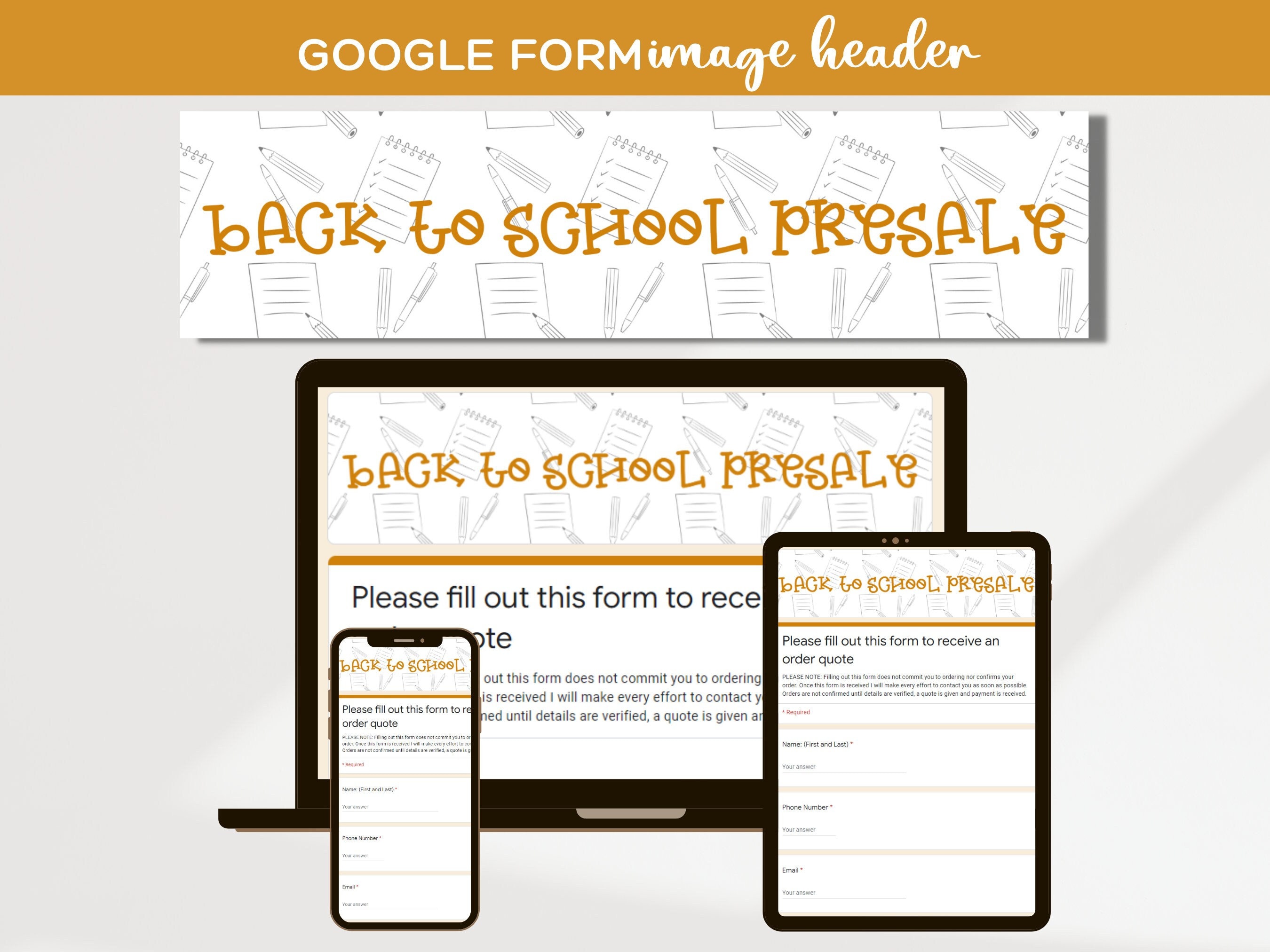 Google Form Image Header for Back to School Presale Back to School ...