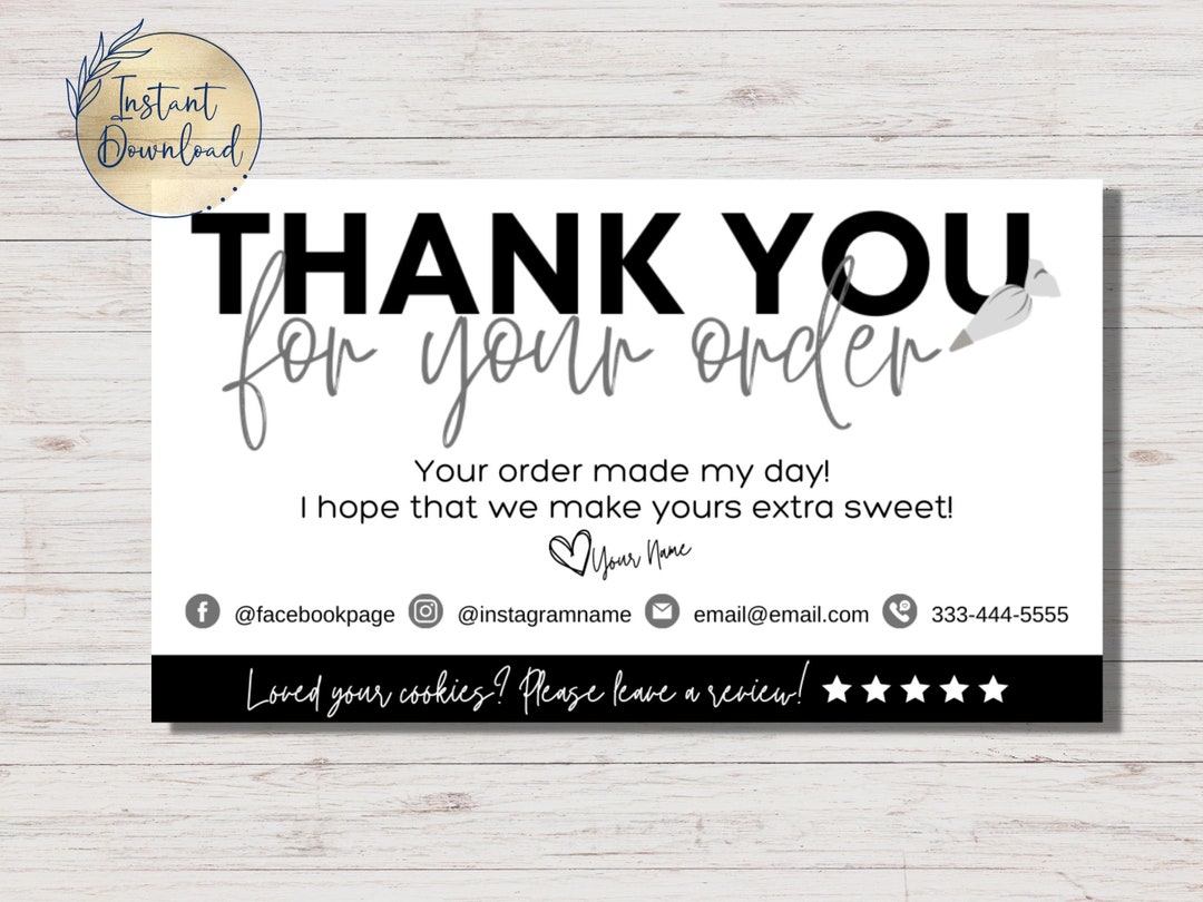 Editable Thank You for Your Order Template | Package Insert | Canva ...