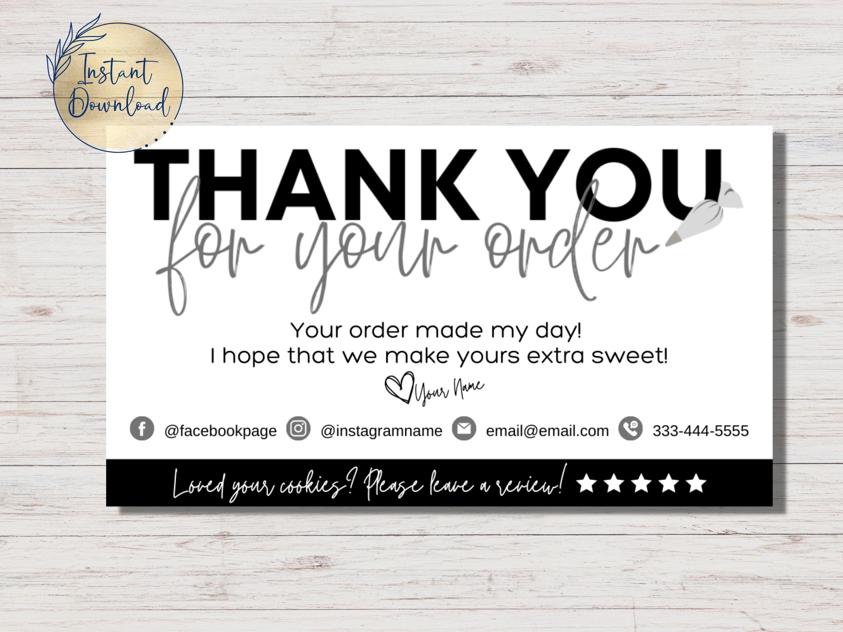 Editable Thank You for Your Order Template | Package Insert | Canva ...