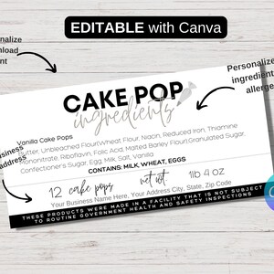 Editable Ingredients Label Template | Cottage Food Label | Canva ...