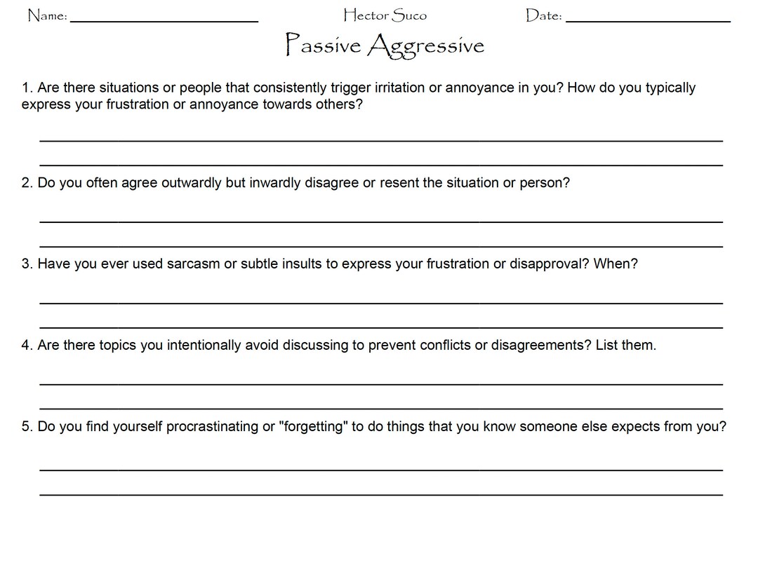 Passive Aggressive Worksheet - Etsy