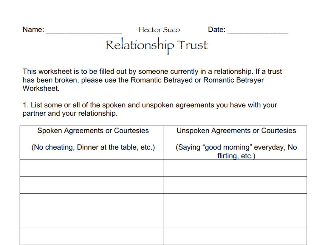 Relationship Trust Worksheet - Etsy