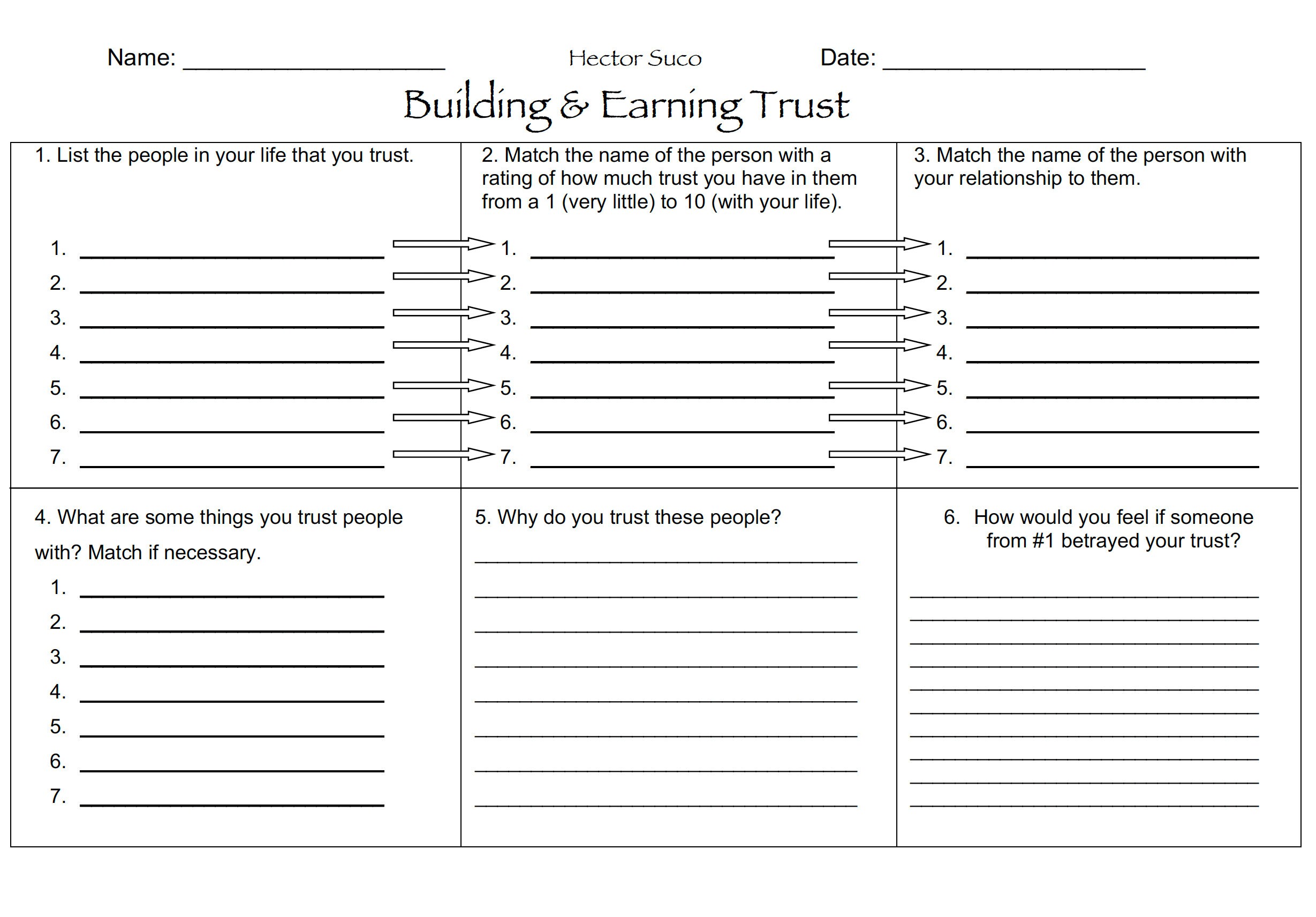 Building Earning Trust Worksheet - Etsy