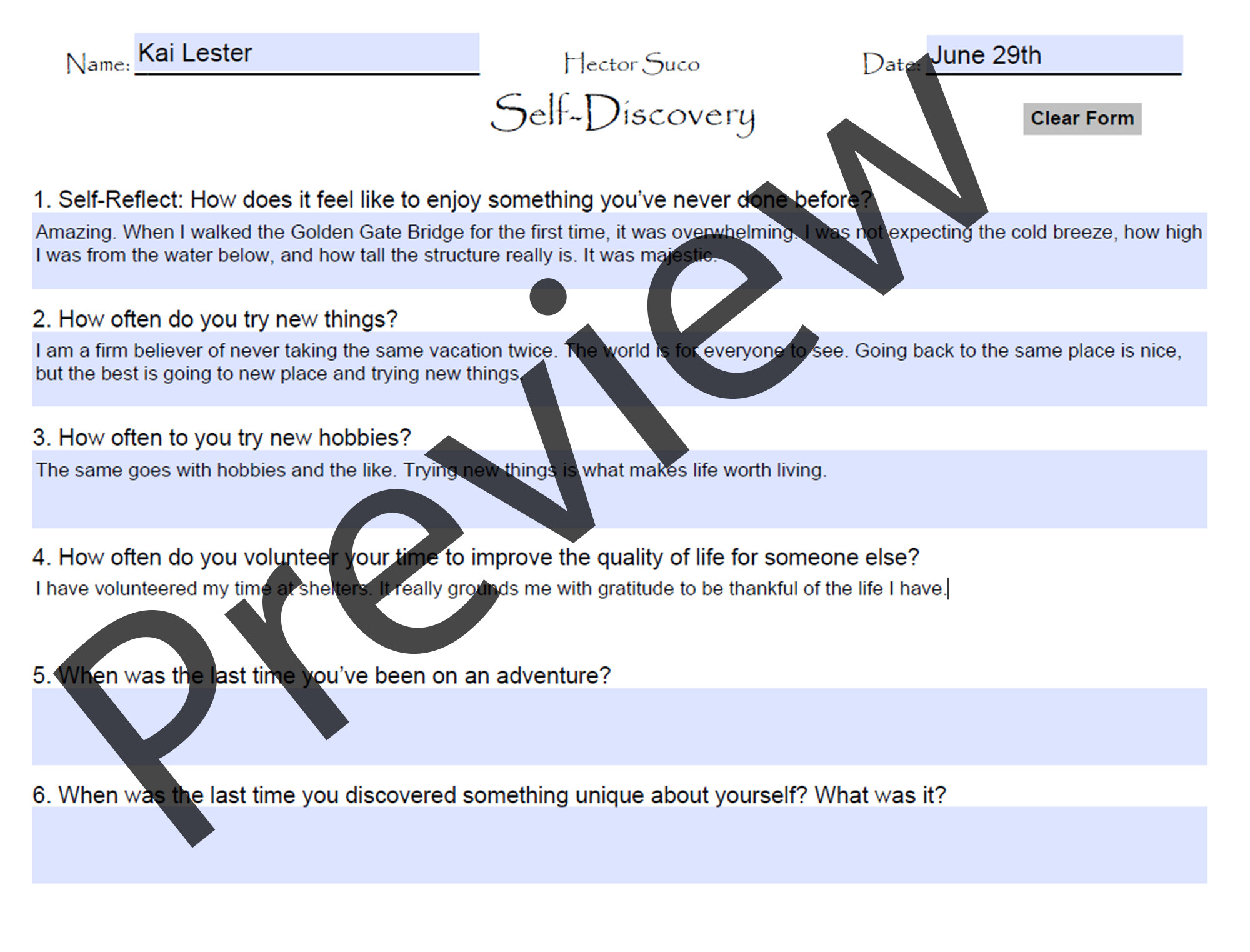 Self-discovery Worksheet - Etsy
