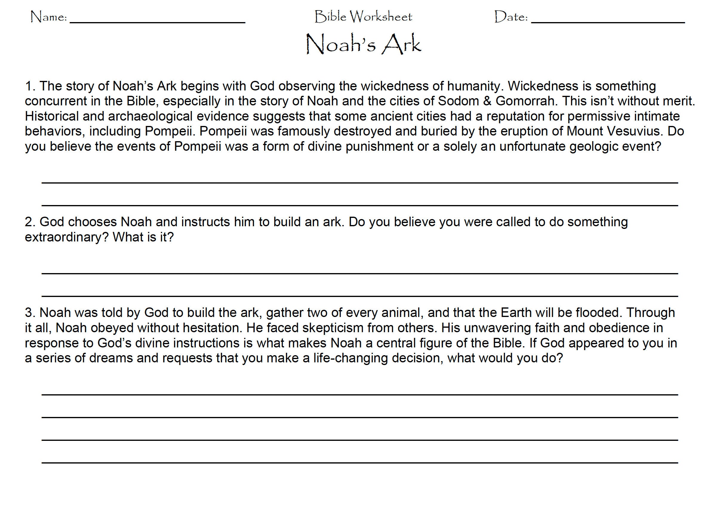 Noah's Ark Worksheet - Etsy