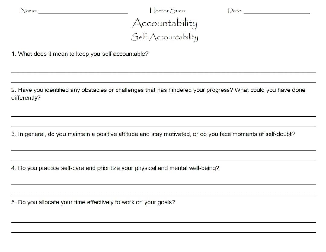 Accountability Worksheet: Achieve Goals & Increase Productivity - Etsy Accountability Worksheet: Achieve Goals & Increase Productivity - Etsy