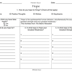 Hope Worksheet - Etsy