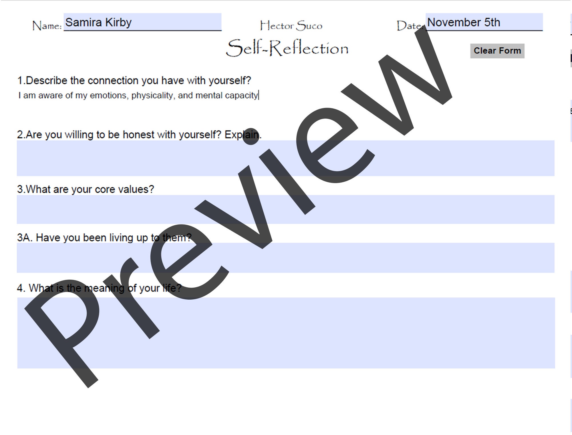 Self-reflection Worksheet - Etsy