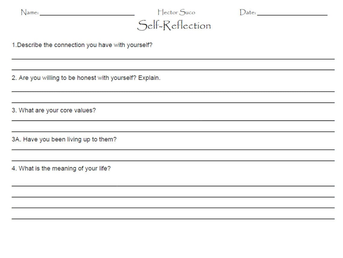 Self-reflection Worksheet - Etsy
