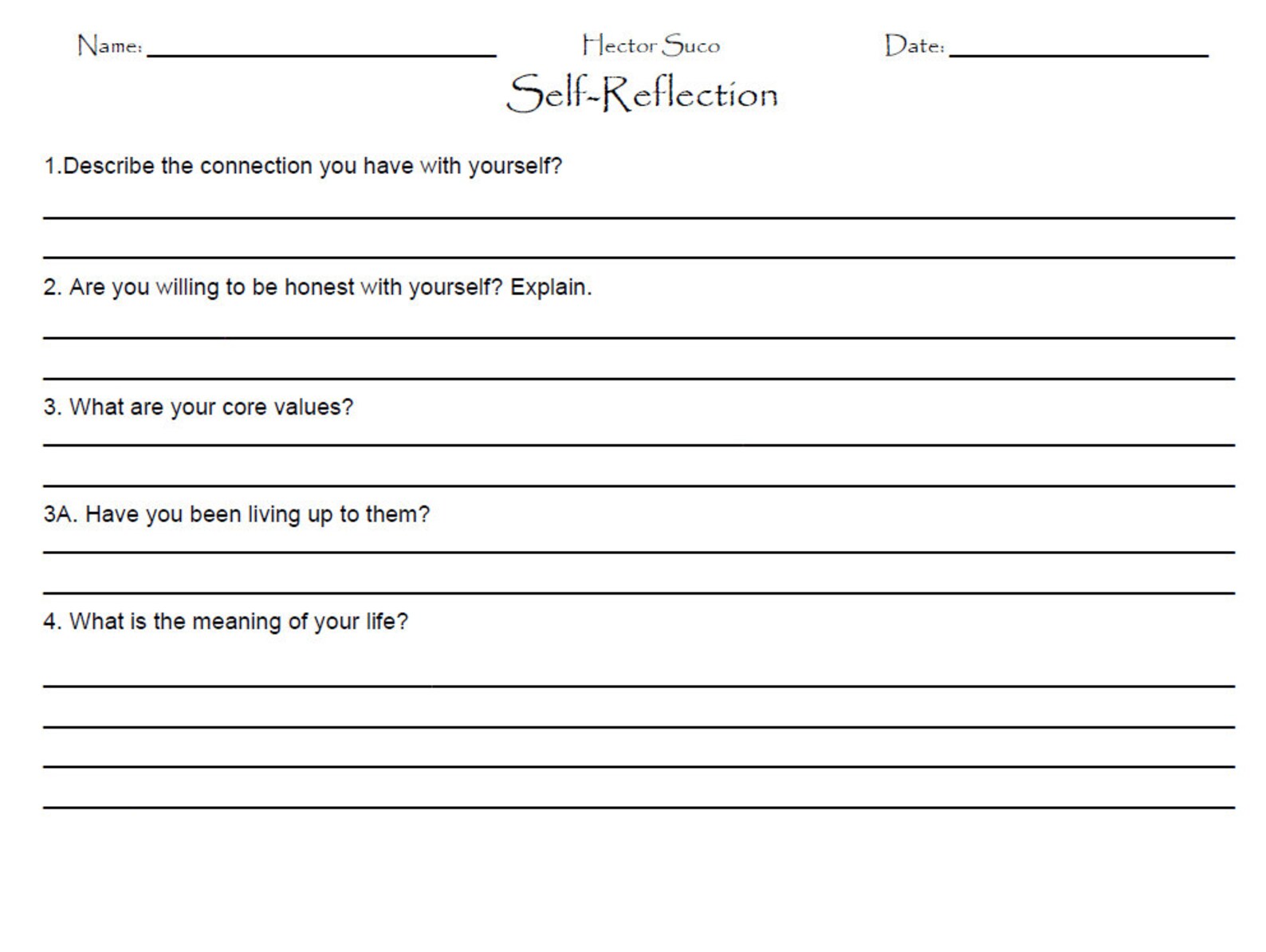 Self-reflection Worksheet - Etsy