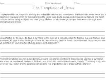 Jesus Tempted Worksheet