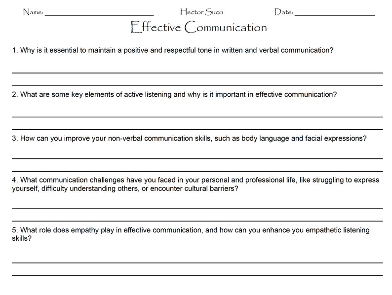 Effective Communication Worksheet - Etsy