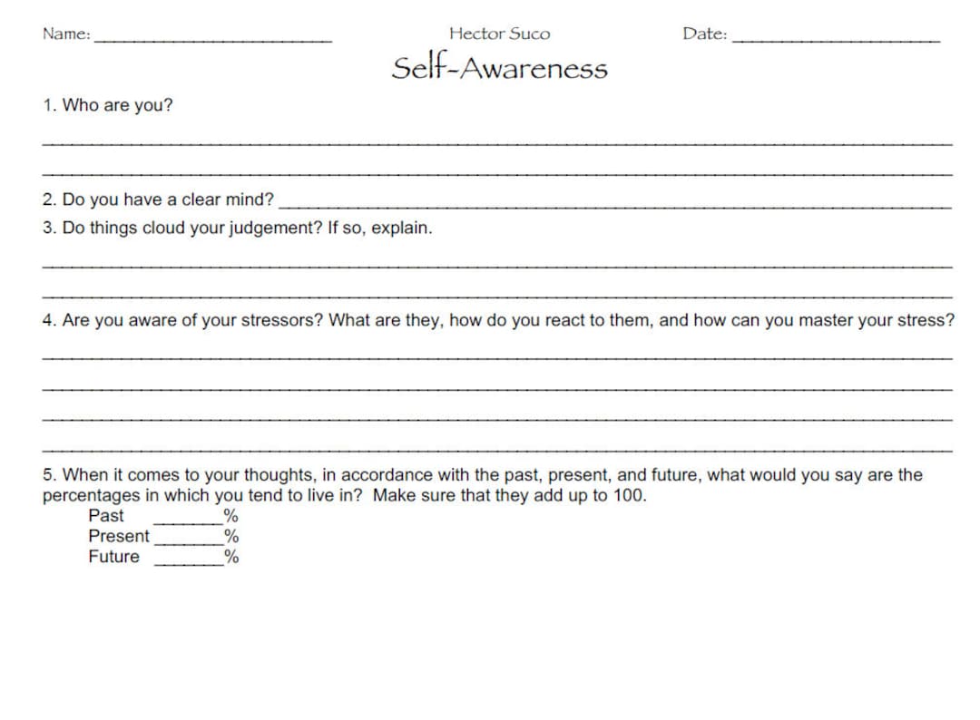 Self-awareness Worksheet - Etsy