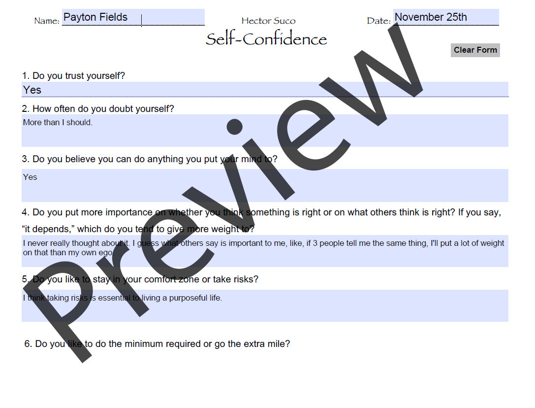 Self-confidence Worksheet - Etsy