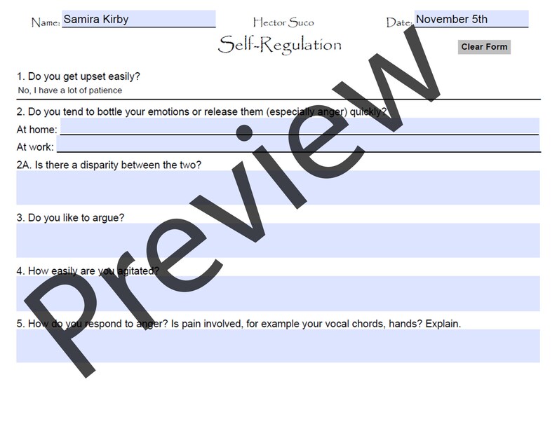 Self-regulation Worksheet - Etsy