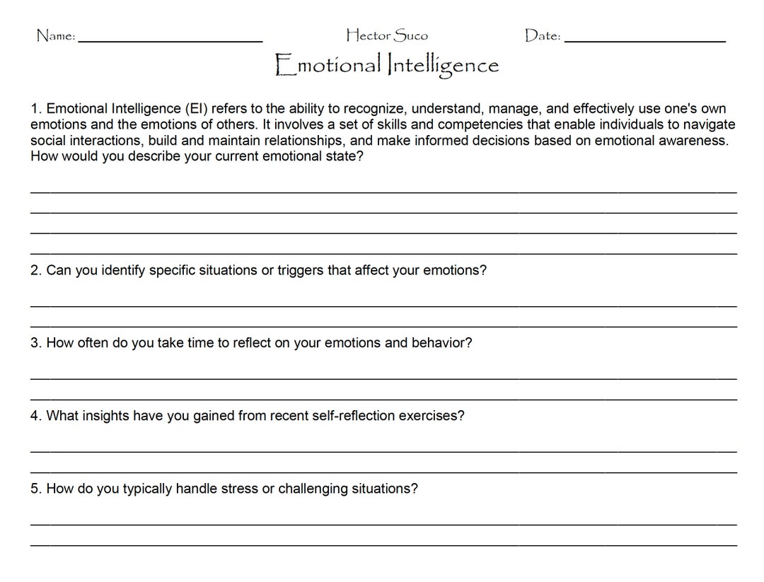 Emotional Intelligence Worksheet: Navigate Emotions Effectively - Etsy