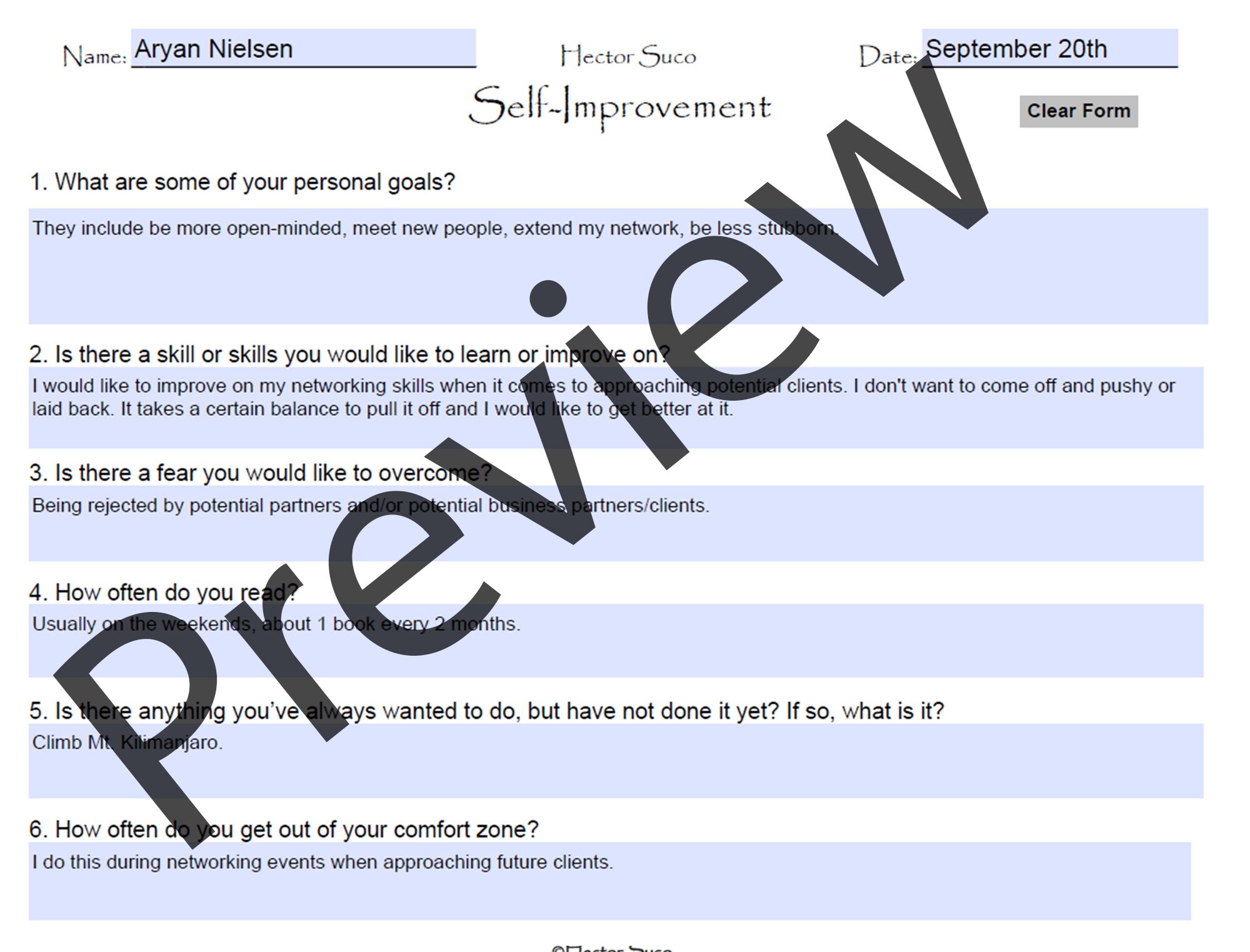 Self-improvement Worksheet - Etsy