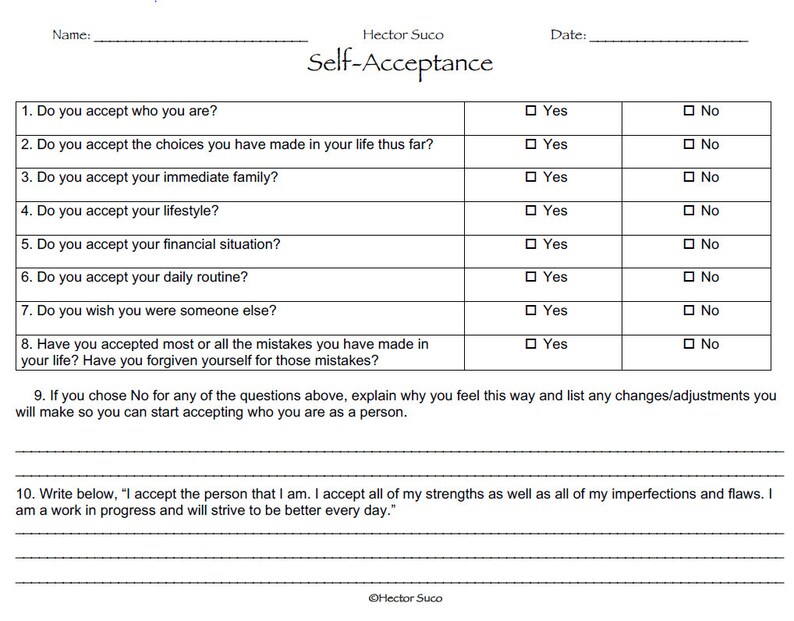 Self-acceptance Worksheet - Etsy