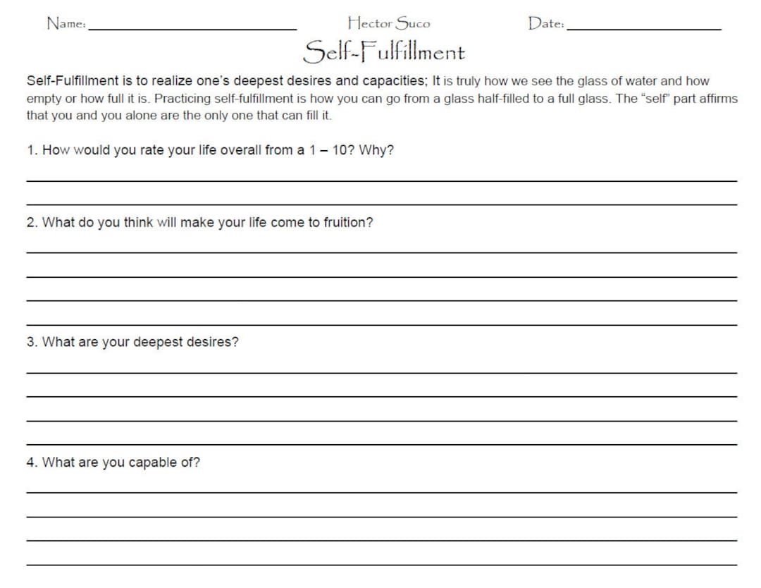 Self-fulfillment Worksheet - Etsy Self-fulfillment Worksheet - Etsy