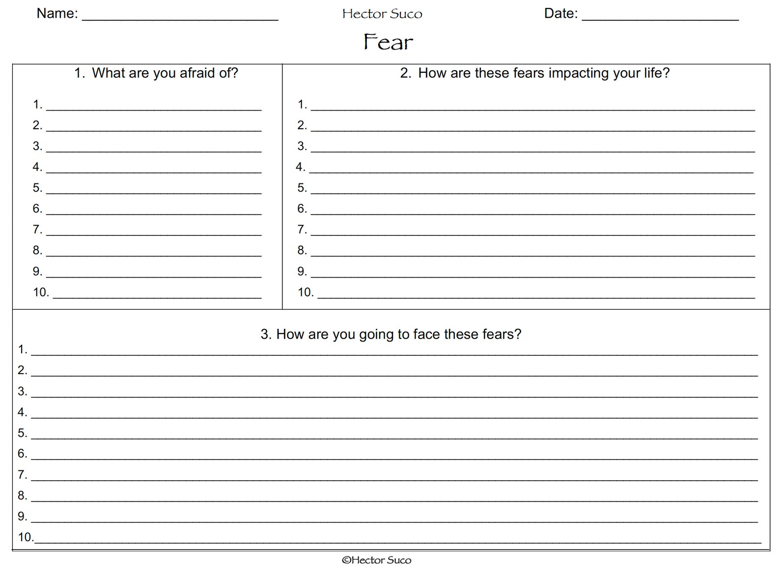 Fear Worksheet - Etsy