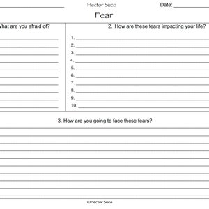 Fear Worksheet - Etsy