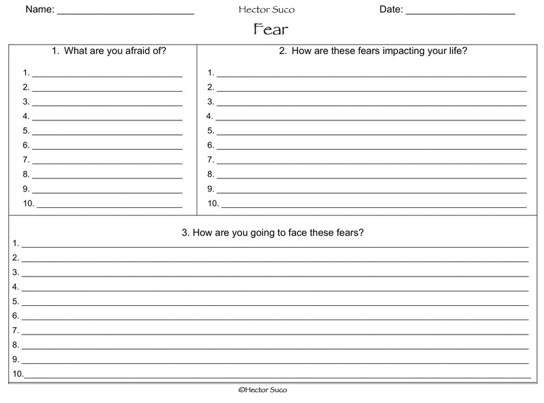 Fear Worksheet - Etsy