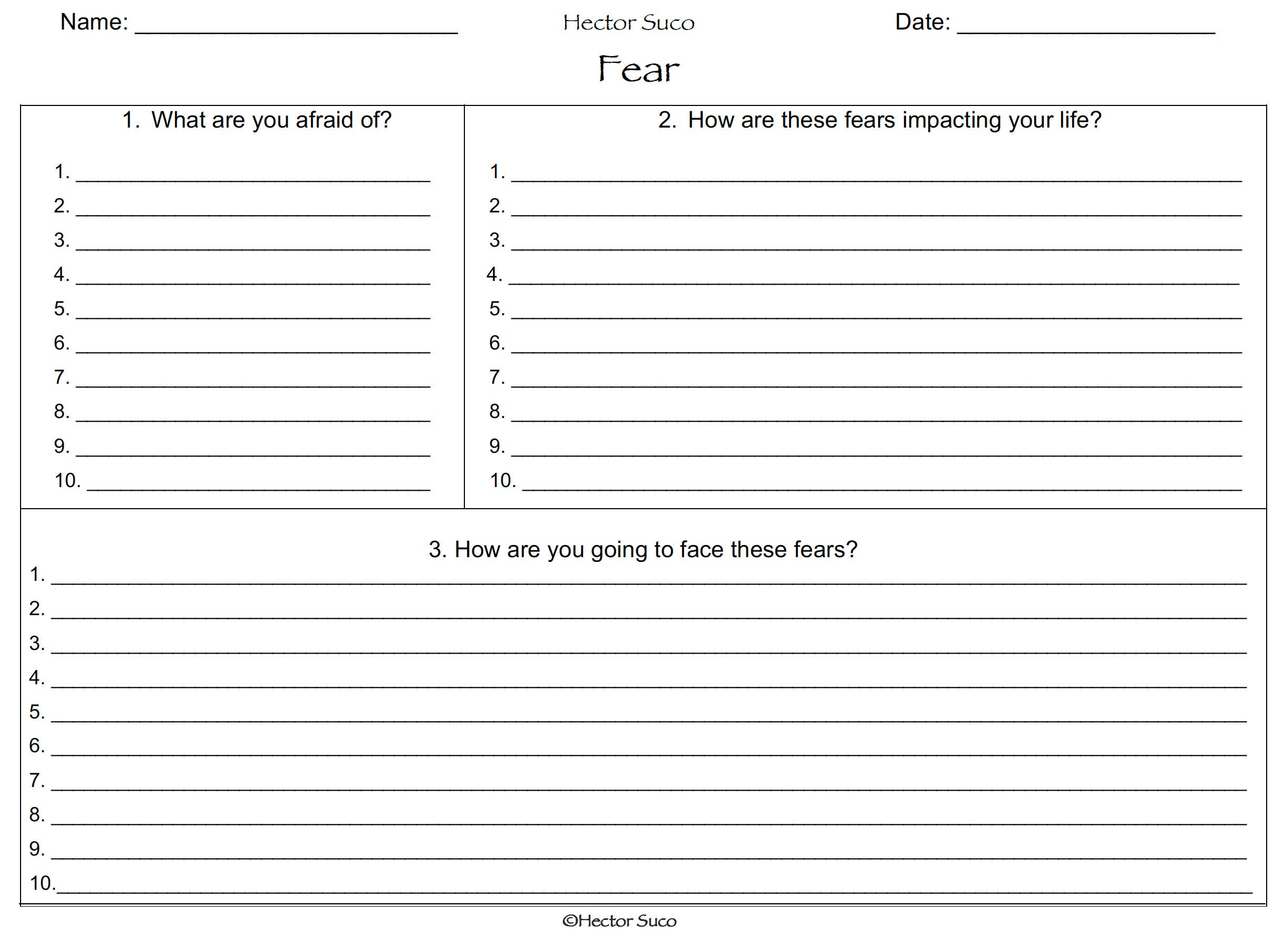 Fear Worksheet - Etsy
