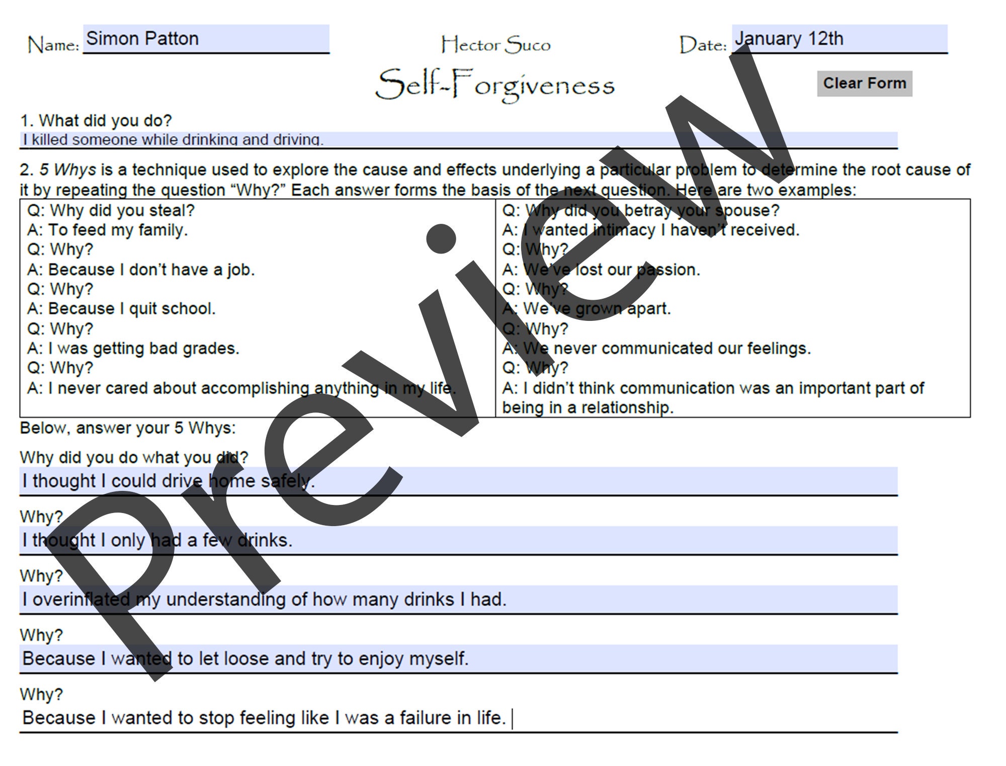 Self-forgiveness Worksheet - Etsy