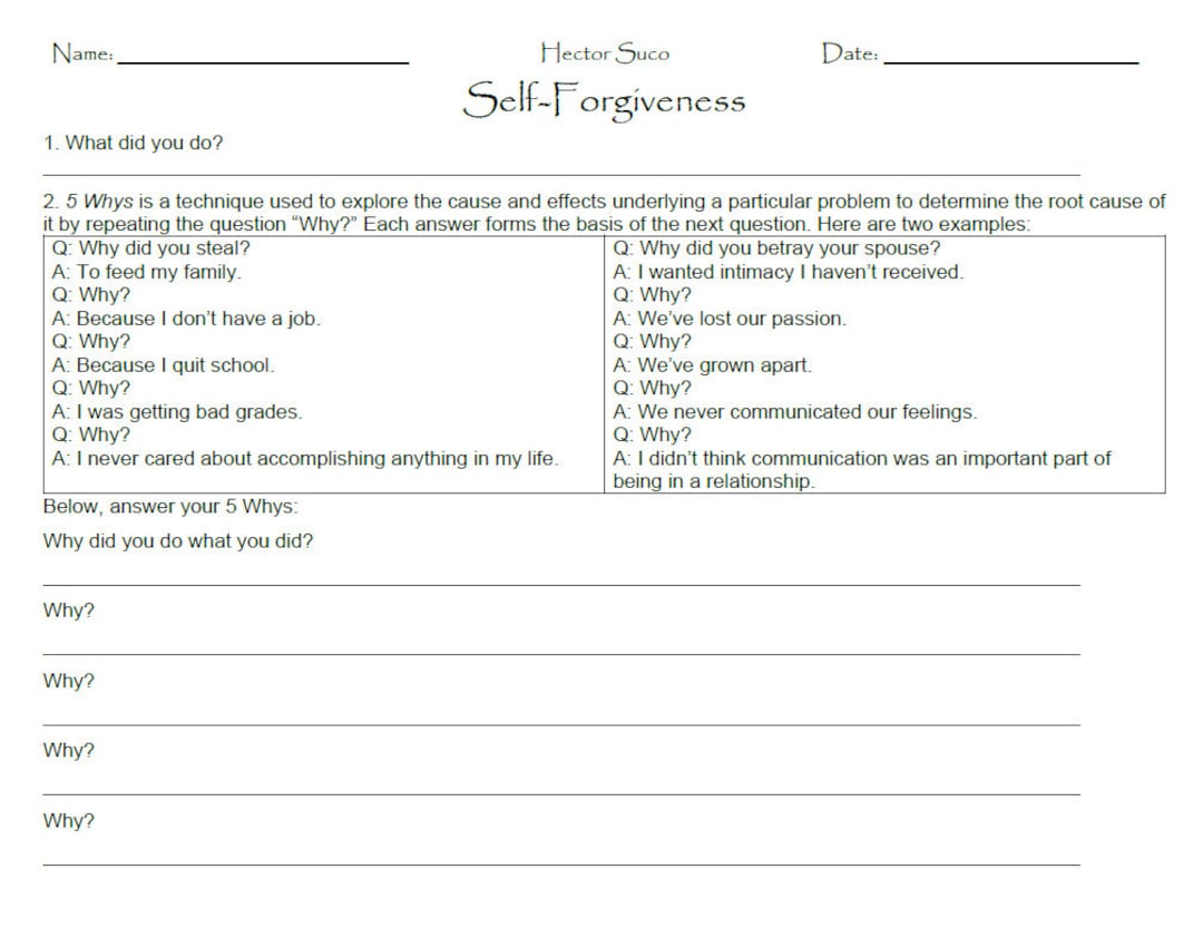 Self-forgiveness Worksheet - Etsy