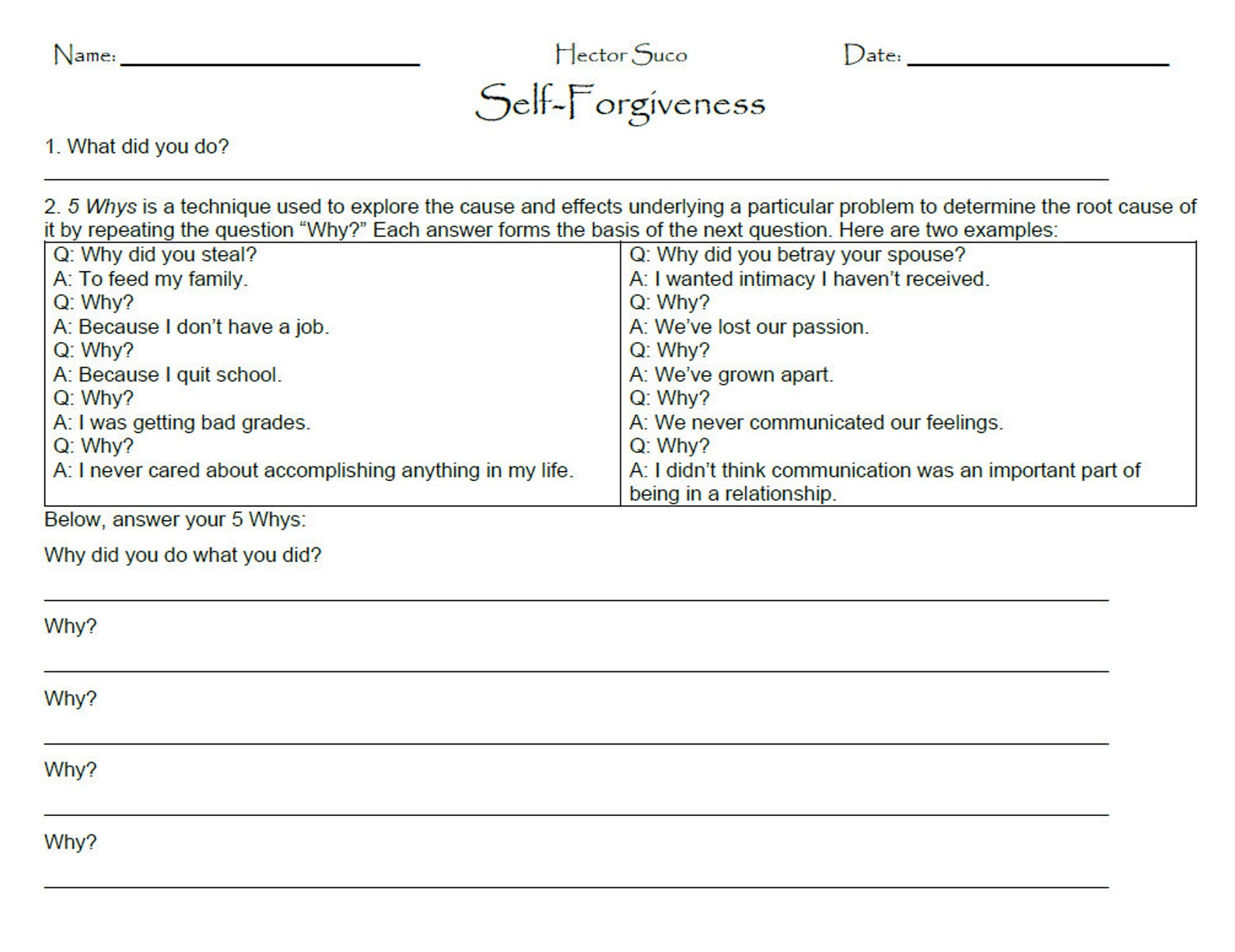 Self-forgiveness Worksheet - Etsy