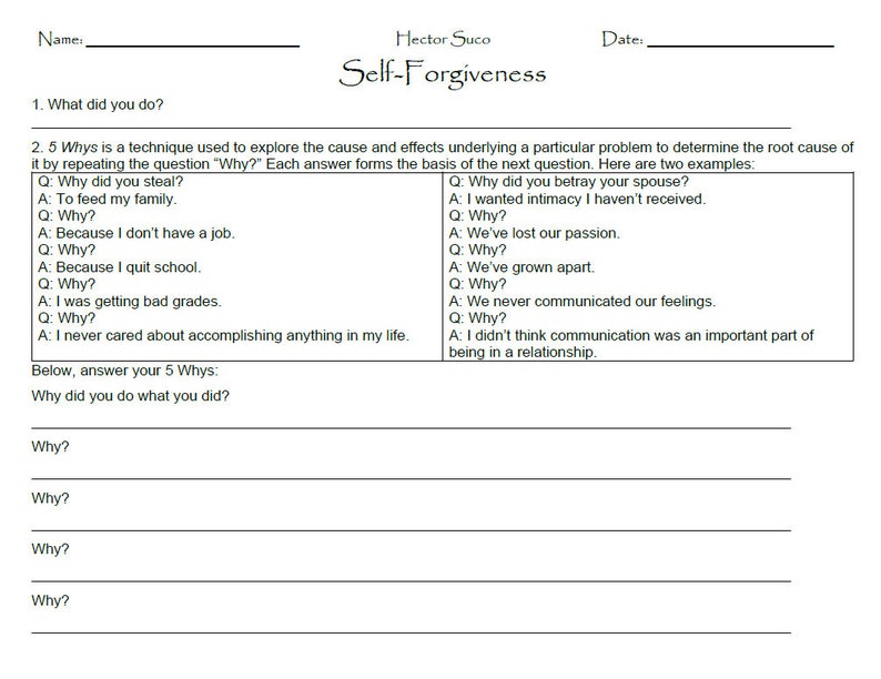Self-forgiveness Worksheet - Etsy