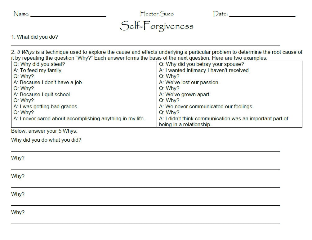Self-forgiveness Worksheet - Etsy