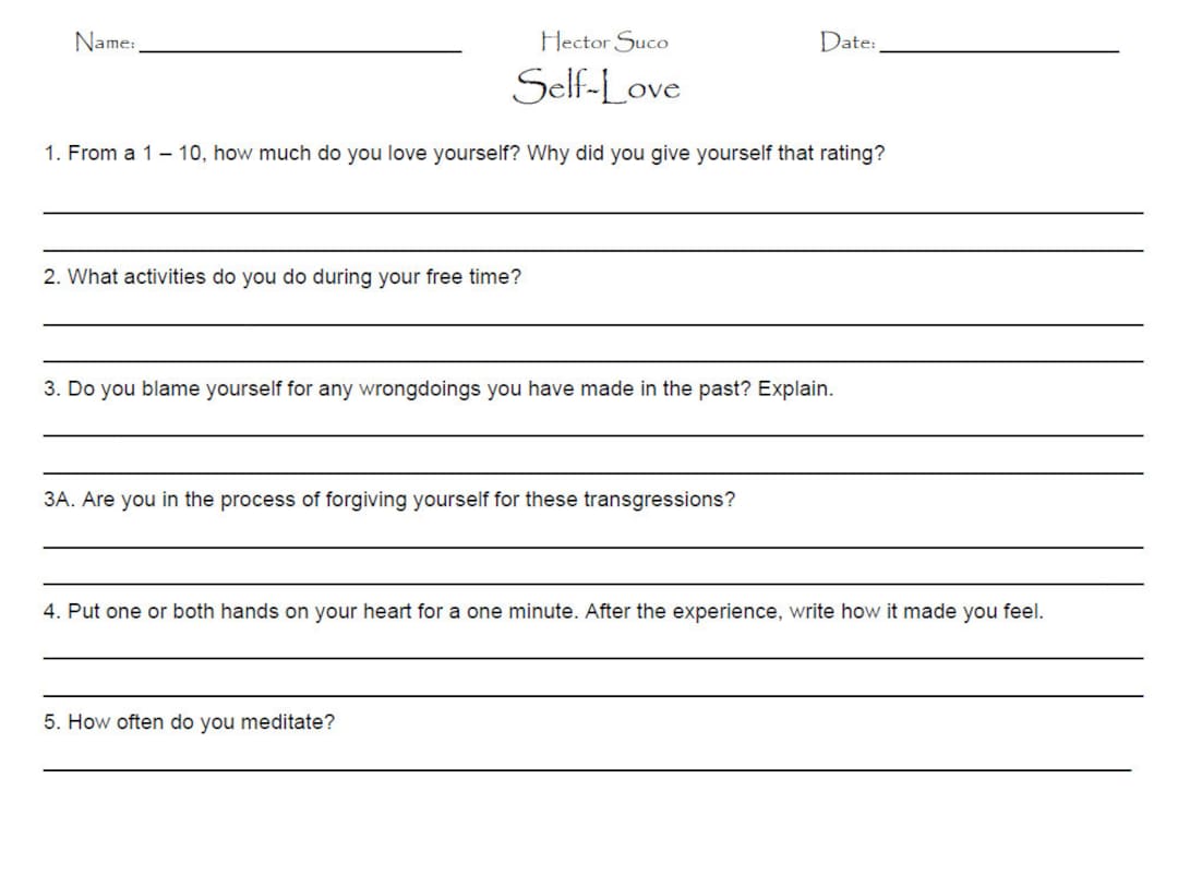 Self-love Worksheet - Etsy
