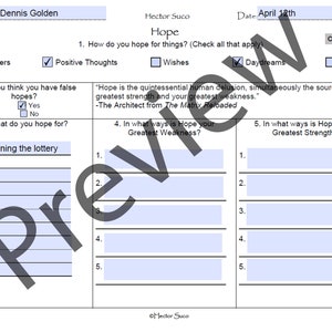 Hope Worksheet - Etsy
