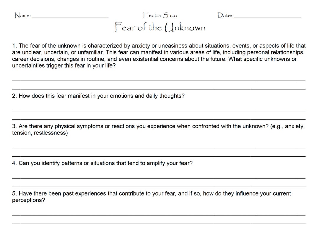 Fear of the Unknown Worksheet: Conquer Uncertainty & Overcome Anxiety ...