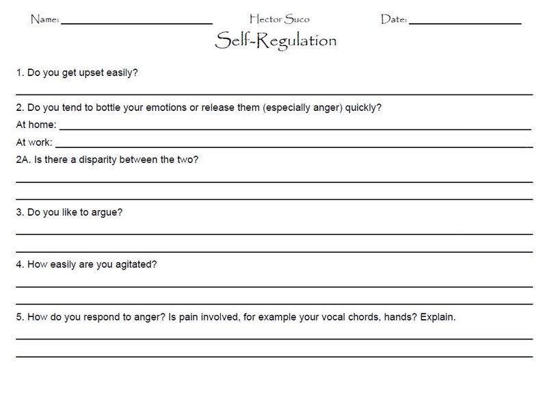 Self-regulation Worksheet - Etsy