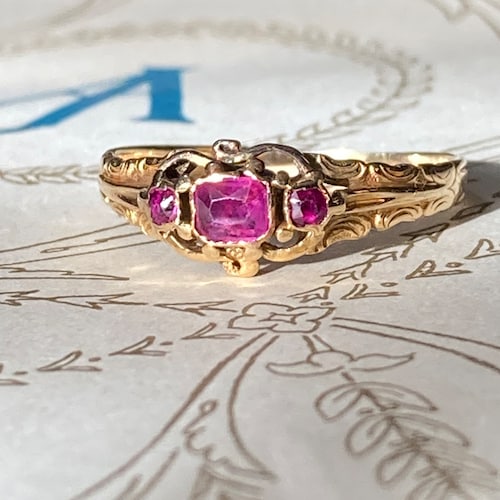 Georgian Ruby and Diamond Ring - Etsy
