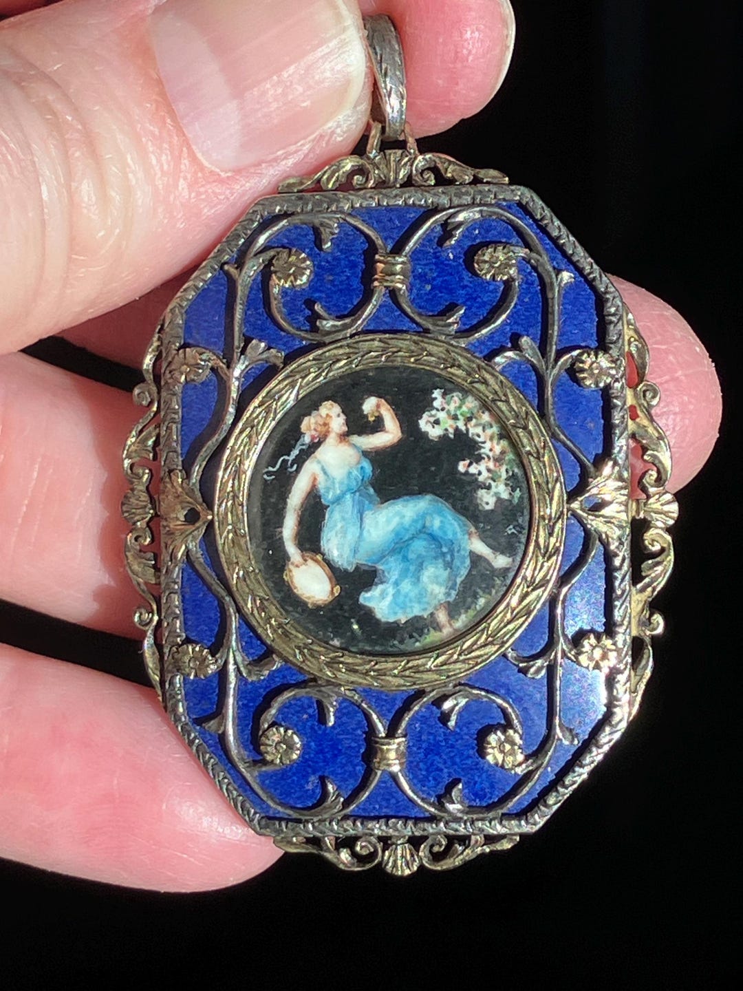 Art Deco Era/georgian Revival Antique Portrait Miniature of a Bacchante ...