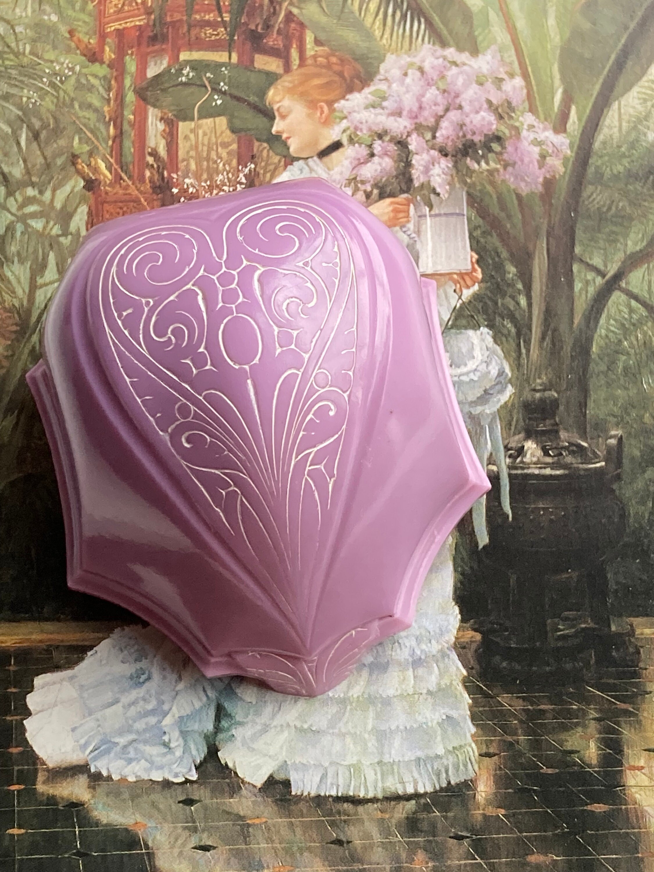 Art Deco JC Warner Lavender Celluloid With White Floral Filigree and ...