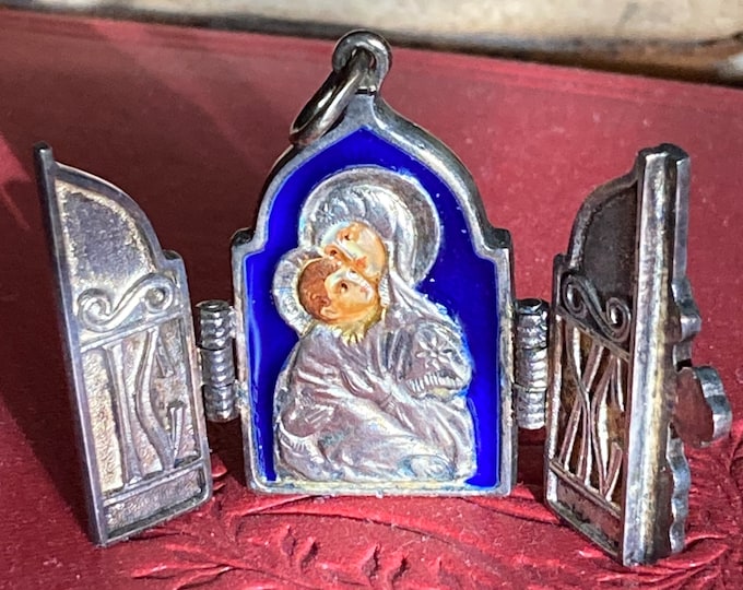 Antique Russian Orthodox Triptych Icon Locket Pendant—travel Icon Pendant - Etsy