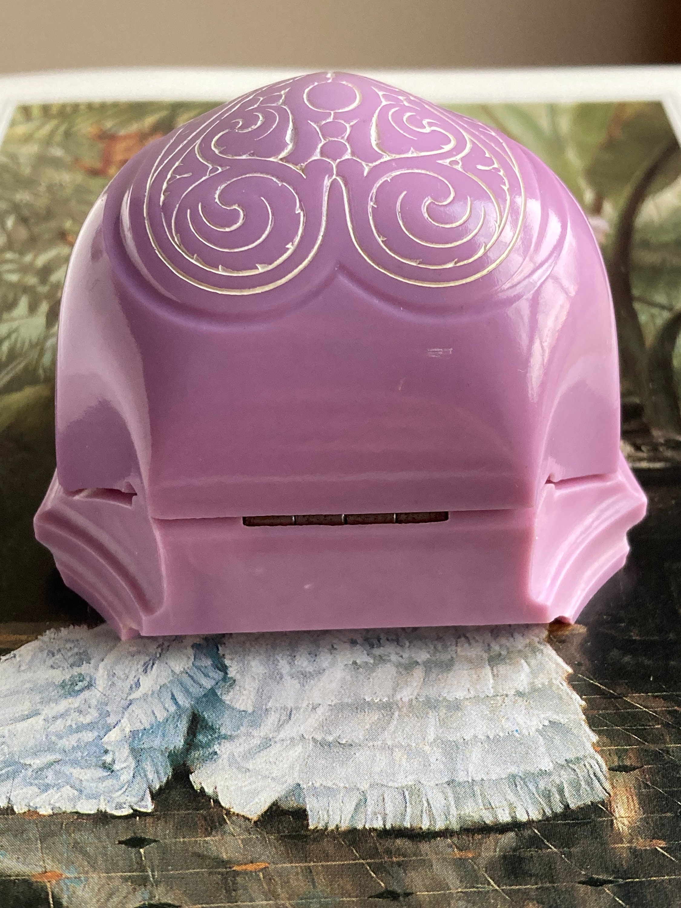 Art Deco JC Warner Lavender Celluloid With White Floral Filigree and ...