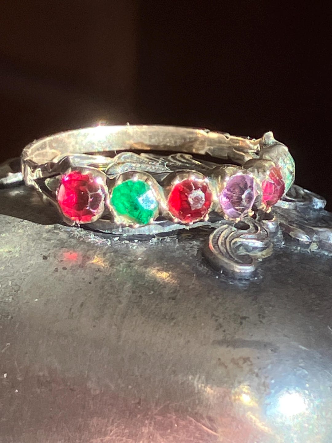 RARE Georgian Era REGARD Ringruby Emerald Garnet Amethyst Ruby Diamond ...