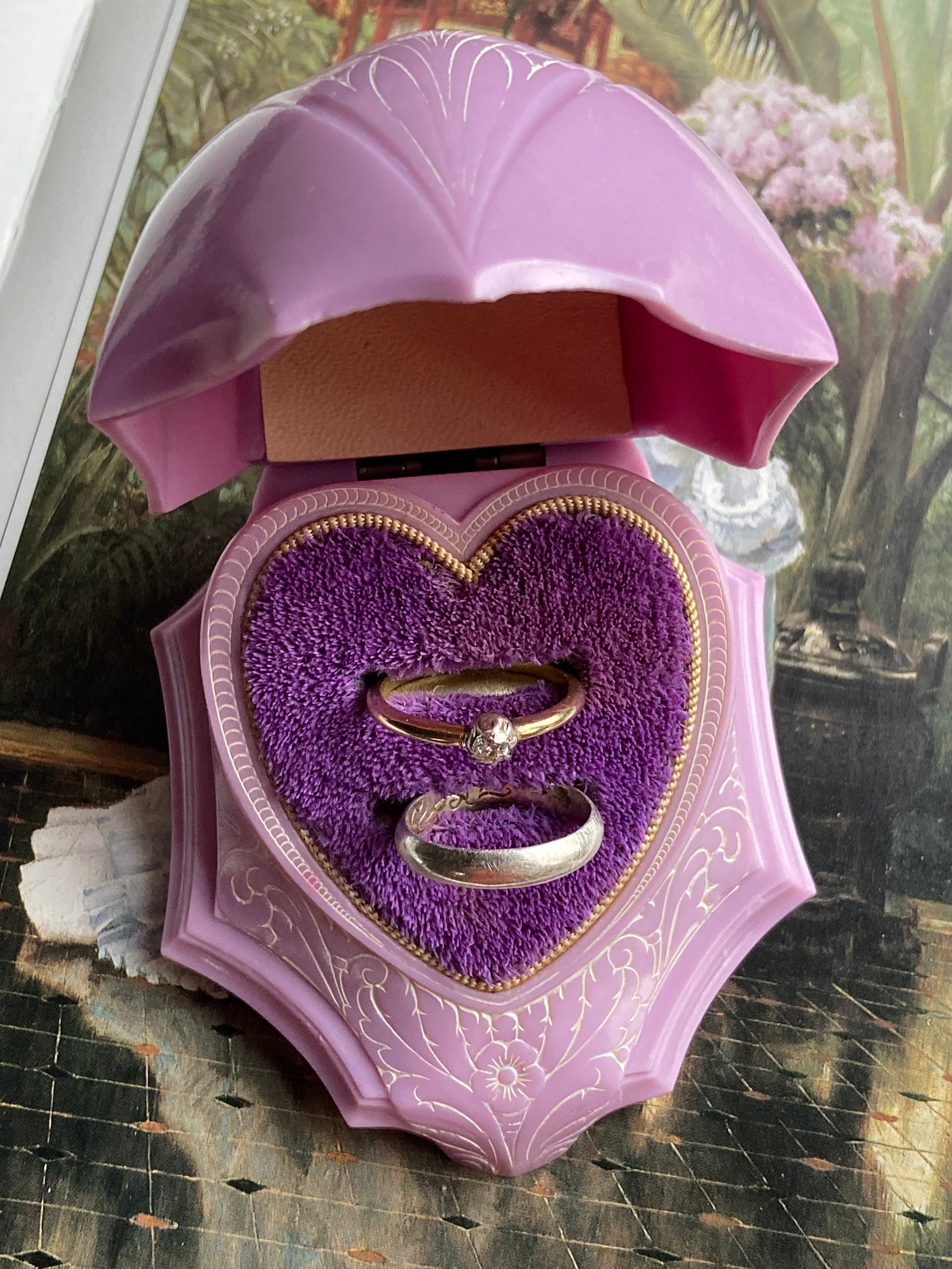 Art Deco JC Warner Lavender Celluloid With White Floral Filigree and ...