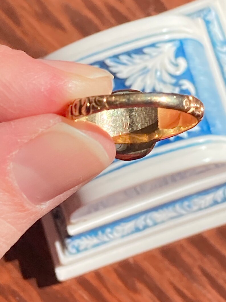 Georgian 18k Chased Gold Garnet Ring - Etsy