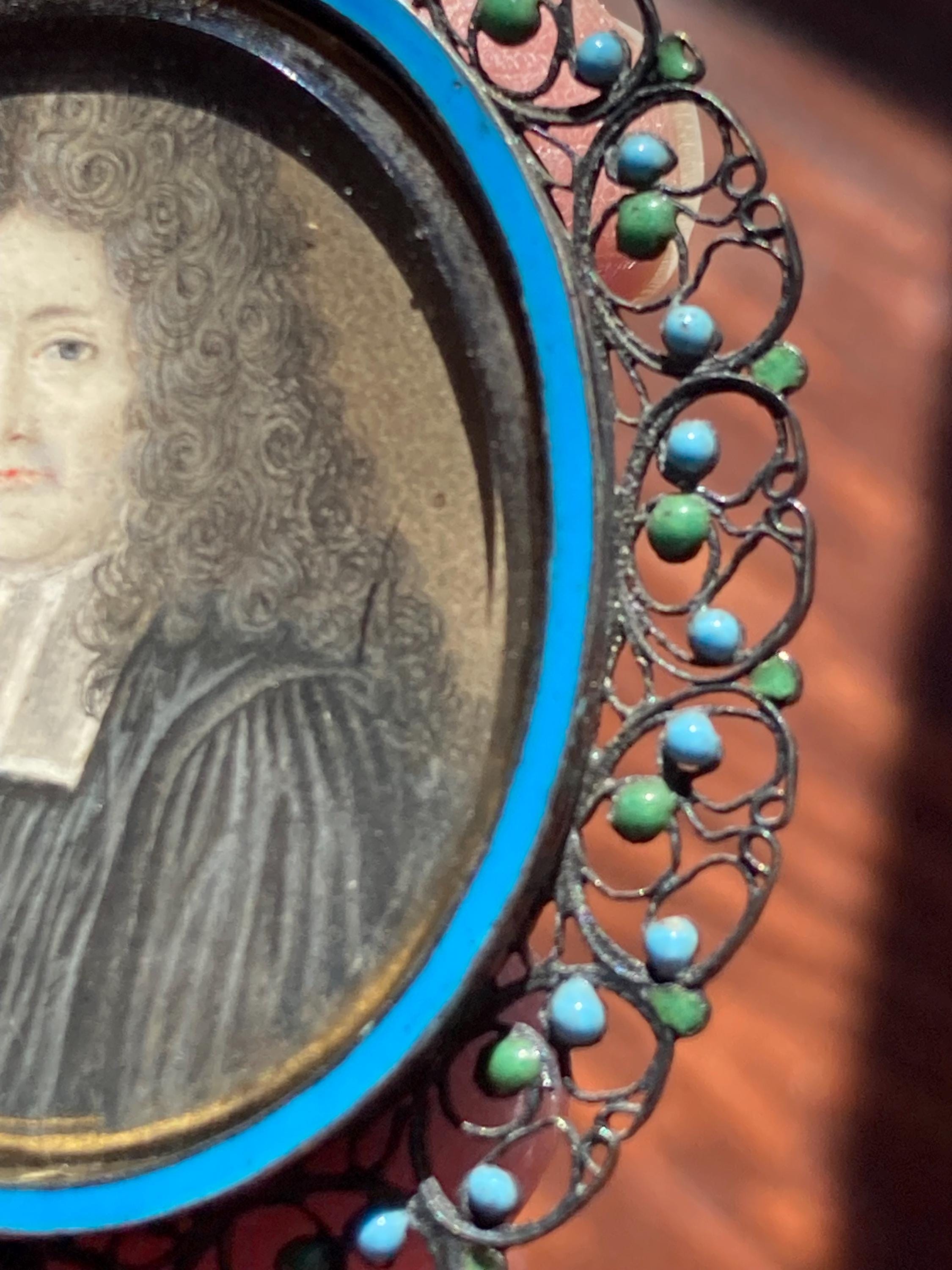 RARE 17th Century Handpainted Portrait Miniature of a Clergyman in an ...