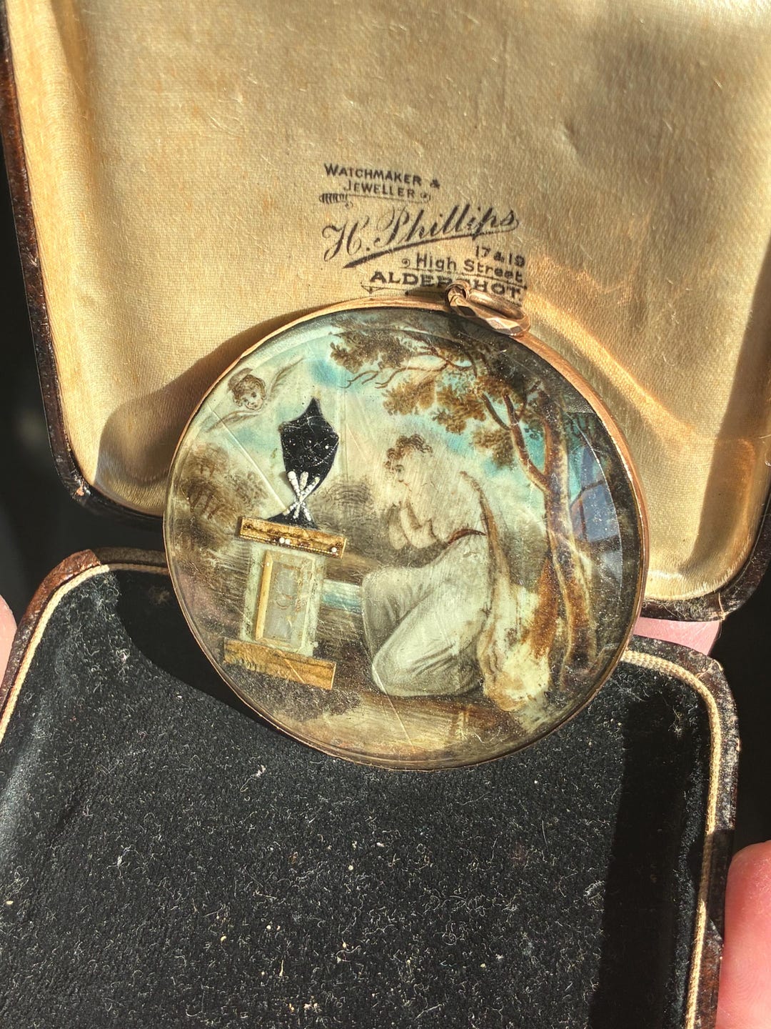 Rare Georgian Double-sided Mourning Pendant, Allegorical Hairwork in ...