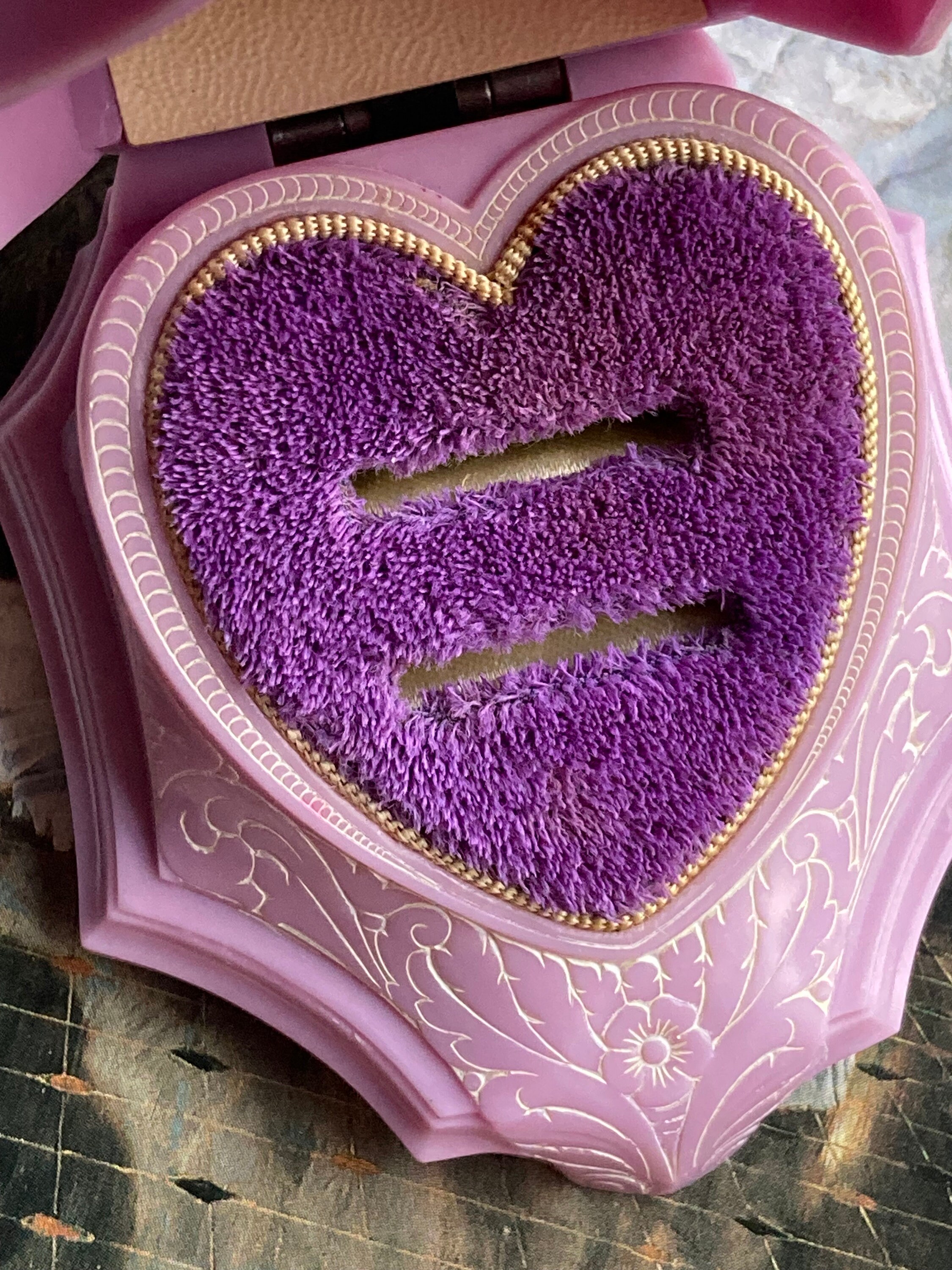 Art Deco JC Warner Lavender Celluloid With White Floral Filigree and ...