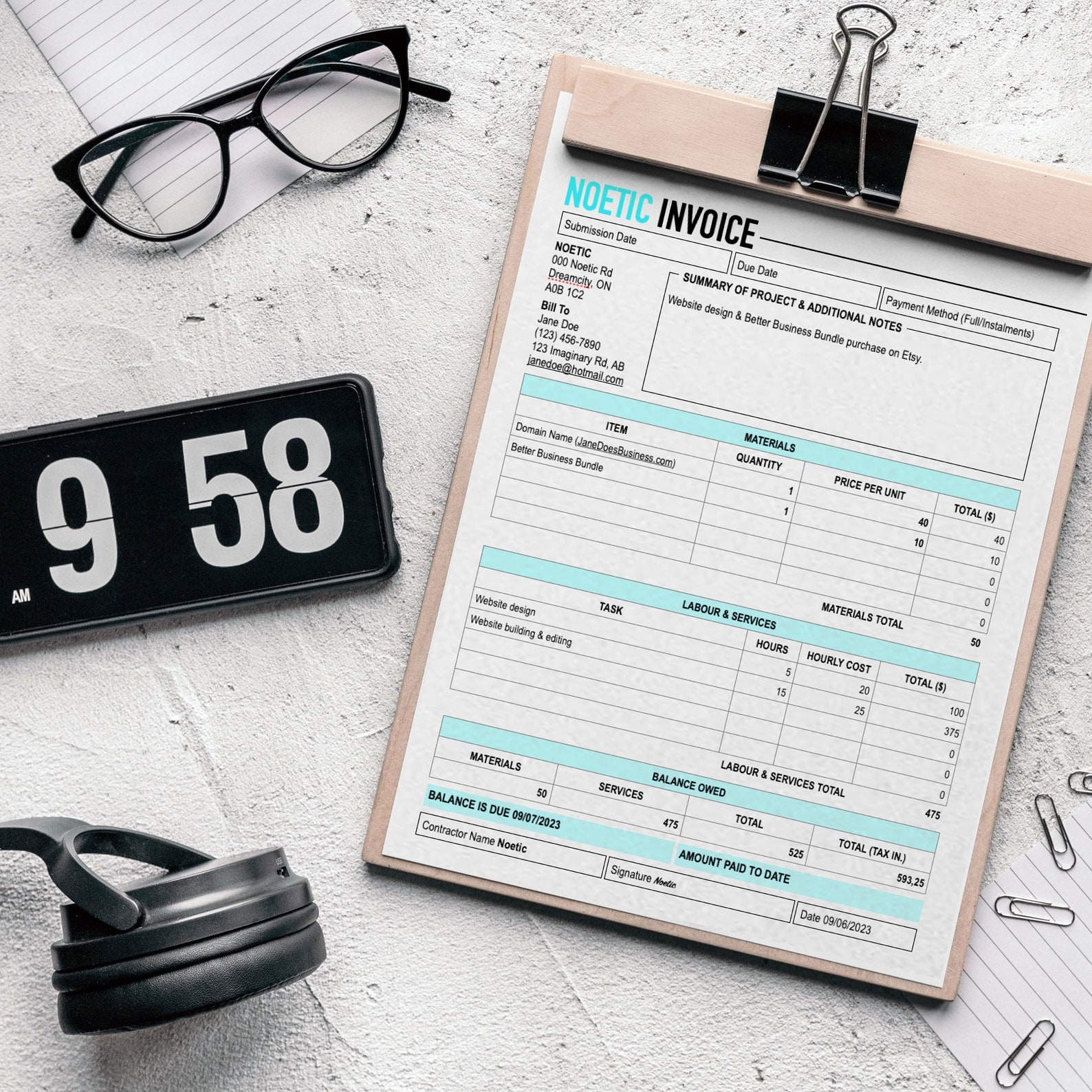 MINIMALISTIC INVOICE TEMPLATE | Printable & Editable | .pdf .docx ...