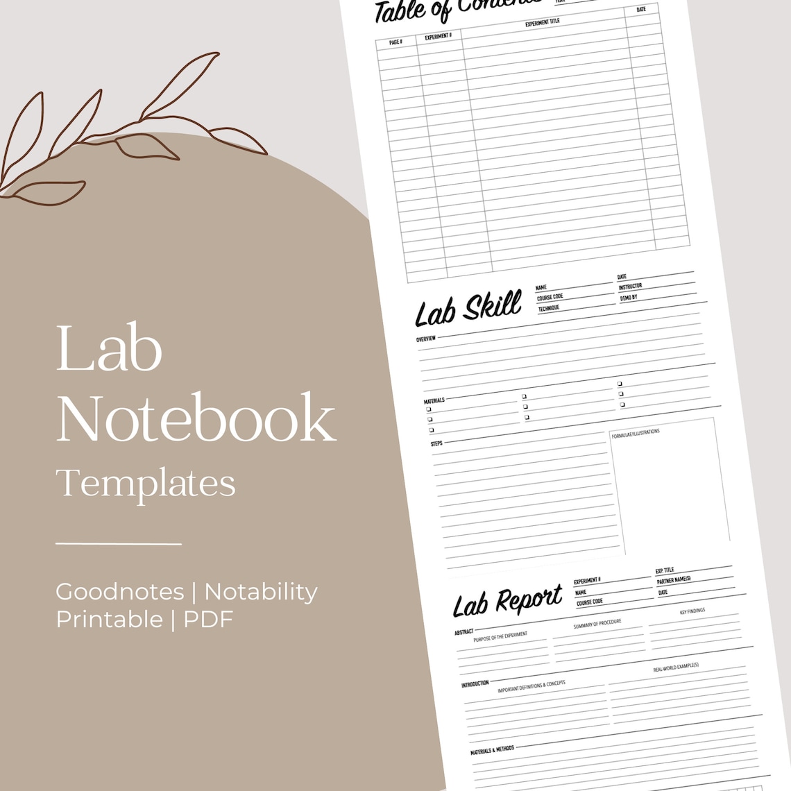 LABORATORY NOTEBOOK TEMPLATES Lab Notebook Templates Lab Book Printable ...