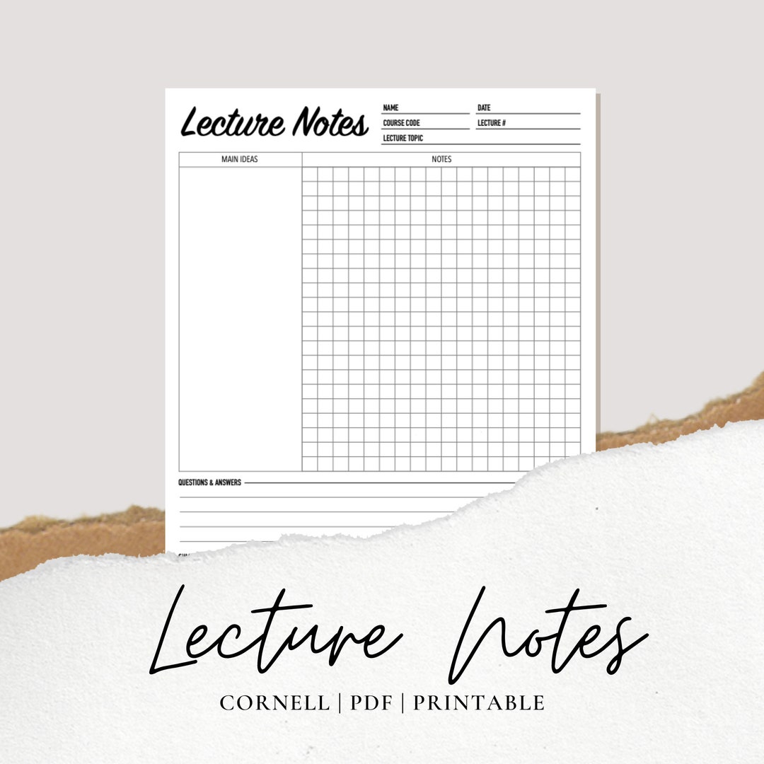 LECTURE NOTE TEMPLATES | Notebook | Printable Templates | School Notes ...